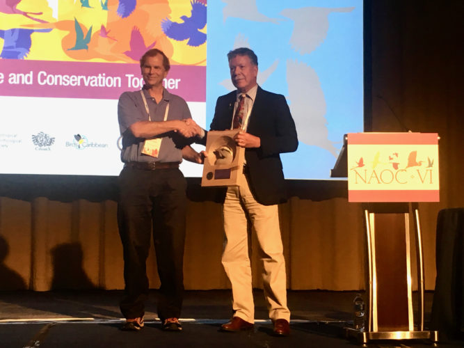John Sauer receiving 2015 PIF Award with Terry Rich - Partners in Flight